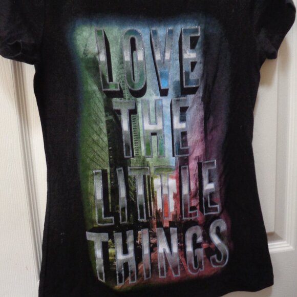 Tops | Black Tshirt Love The Little Things Womans Juniors Medium Nwt ...